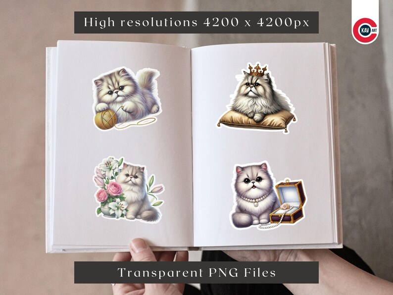 Persian Cat Watercolor Clipart, Cute Persian Cat, Baby Cat Clipart ...