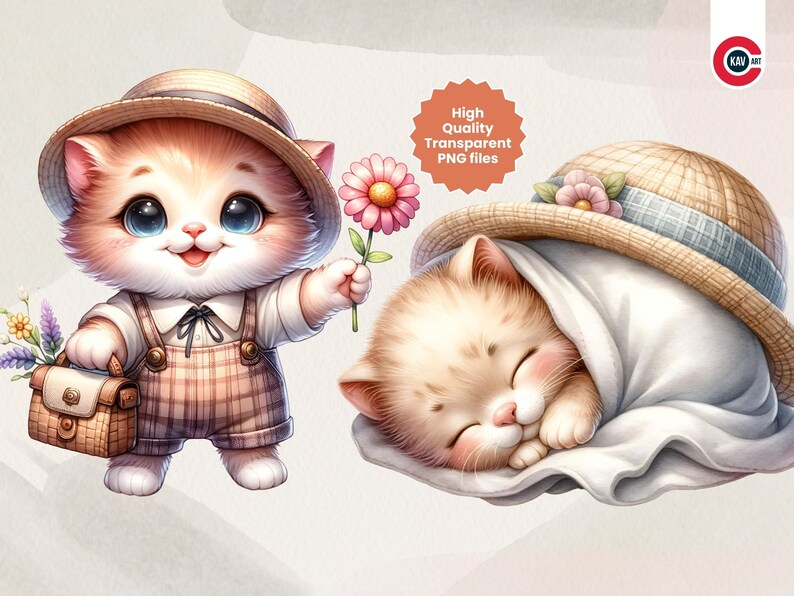 Funny Cat Watercolor Clipart Bundle, Cute Kitten Fun Clipart, Cat ...