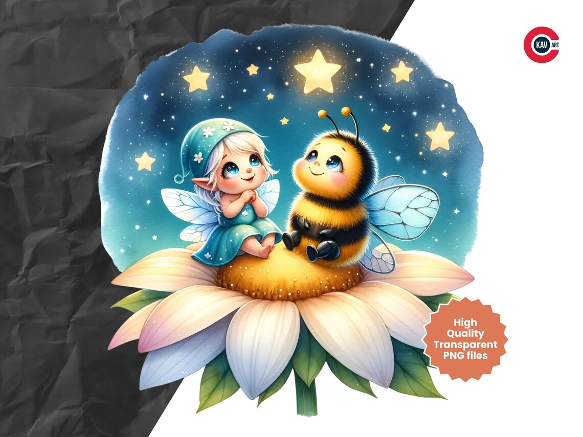 Fairy With Bumblebee Watercolor Clipart, Fairy and Bee, Bumble Bee ...