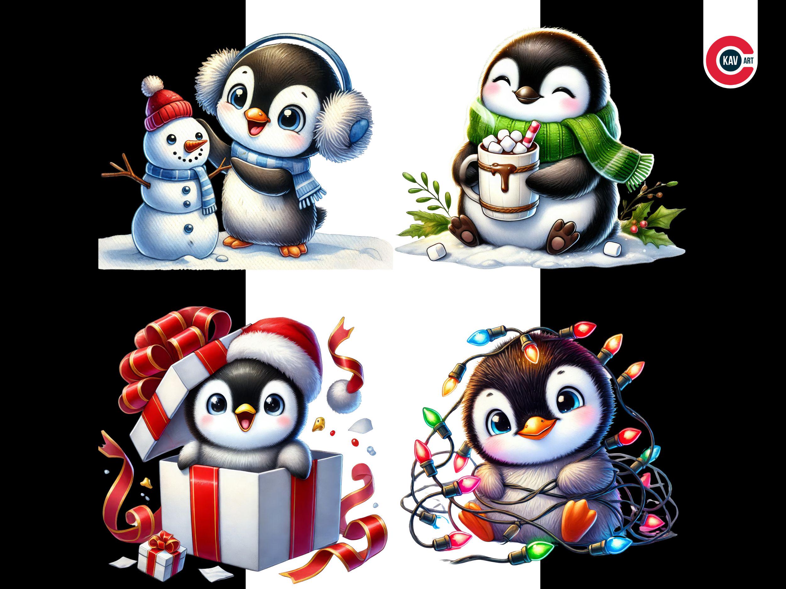 Penguin Clipart, Cute Christmas Penguin Clipart, Christmas Clipart ...