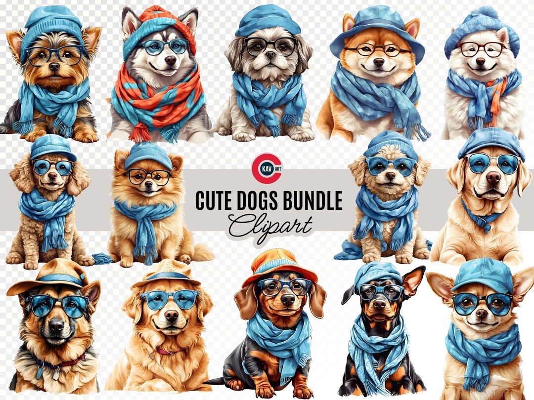 Dog Breed Watercolor Clipart Bundle, Cute Dogs Clipart, Dogs PNG Bundle ...
