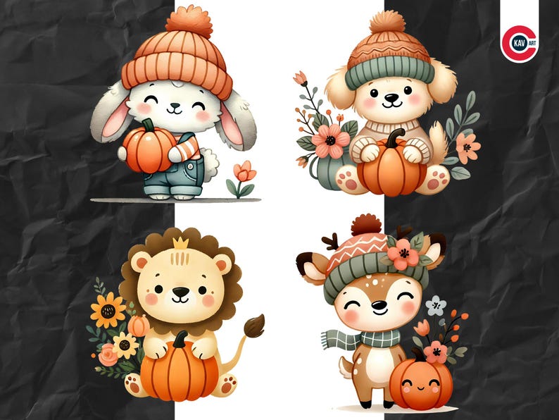 Fall Animals Clipart, Autumn Nursery Graphics (digital Download) - Etsy