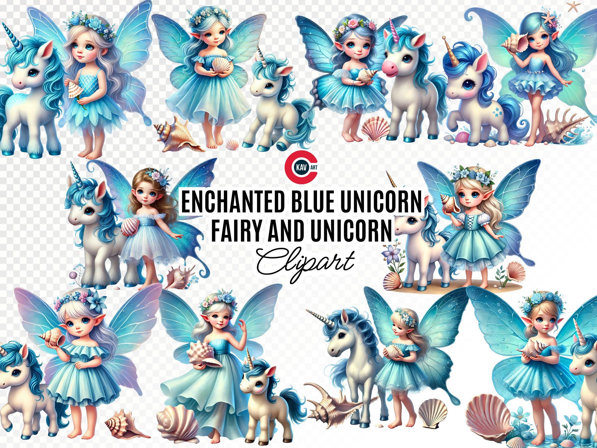 Fairy Clipart, Blue Unicorn Clipart, Blue Fairy With Unicorn, Fairy and ...