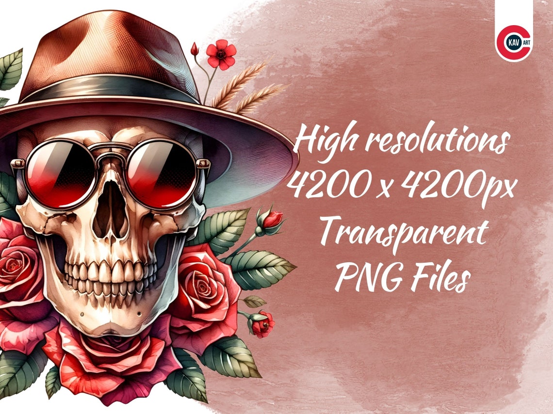 Floral Skull Watercolor Clipart, Skull PNG Designs, Spring-inspired ...