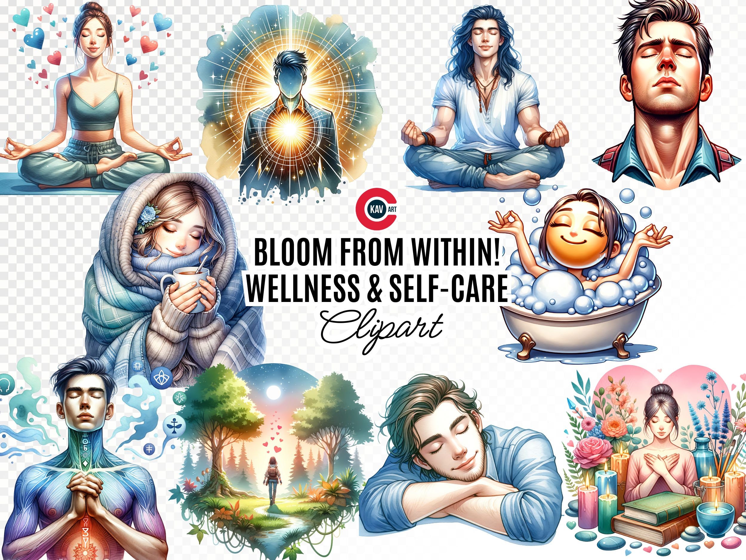 Wellness and Self-care Clipart, Self-care Clipart, Wellness Clipart ...