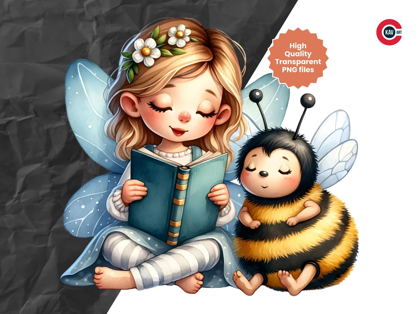 Fairy With Bumblebee Watercolor Clipart, Fairy and Bee, Bumble Bee ...