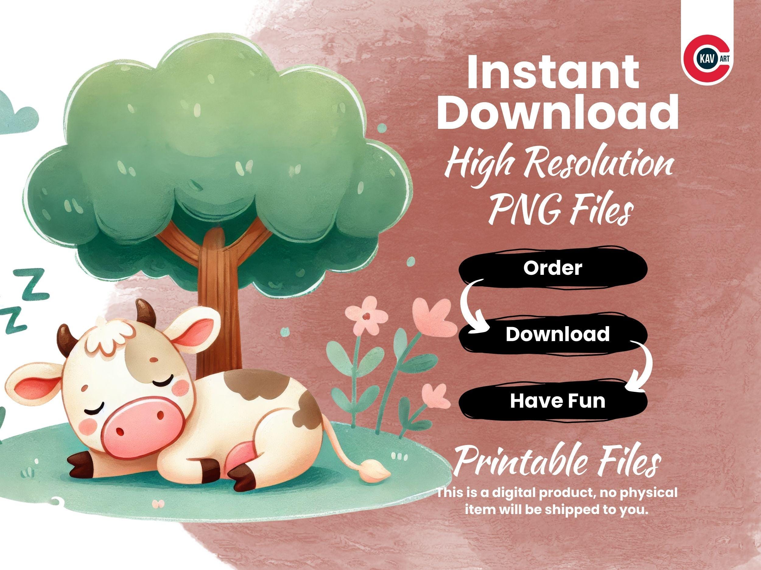 Cow Nursery Clipart, Baby Animal PNG Set (digital Download) - Etsy