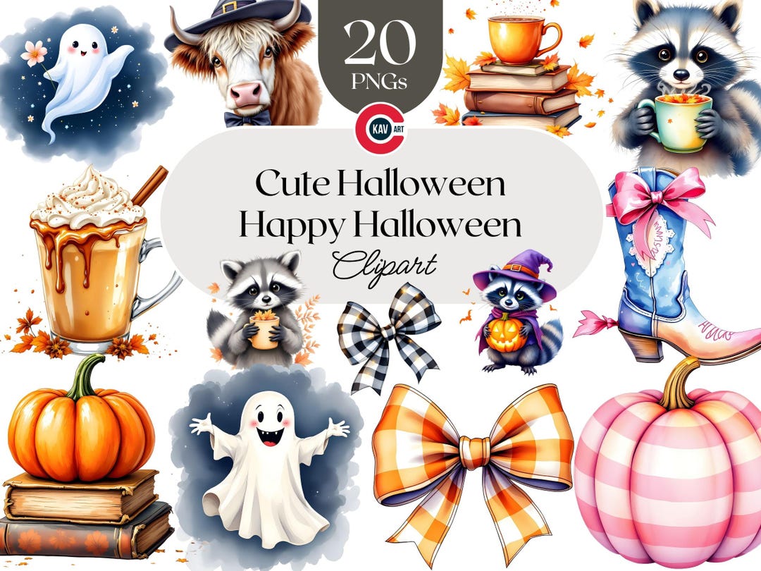 Autumn Halloween Clipart Bundle: Whimsical PNG Graphics (digital ...