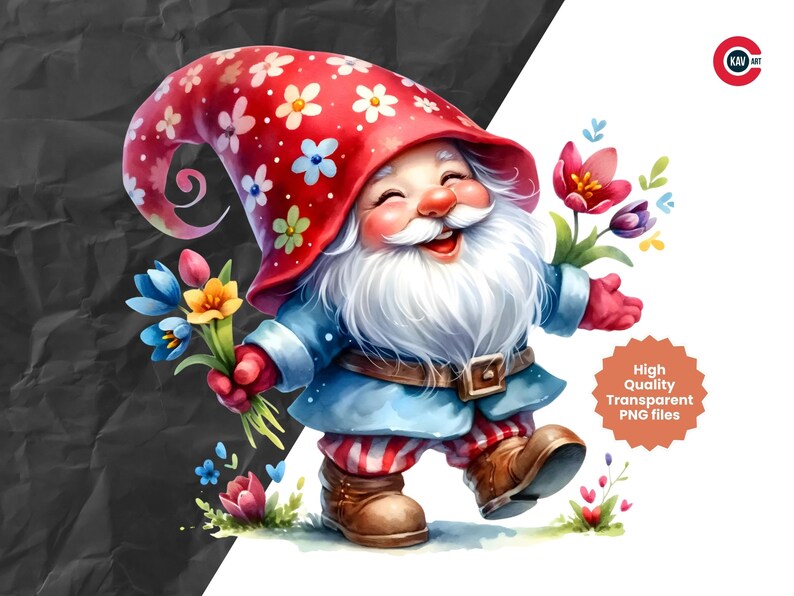 Gnome Watercolor Clipart, Gnome Spring Fun Activity, Gnome Sublimation ...