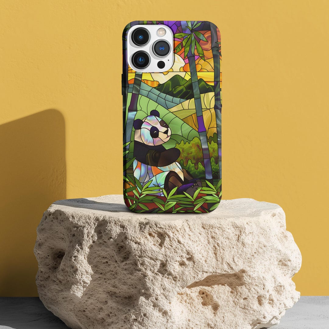 Panda Phone Case - Vibrant Stained Glass Design, Cute Animal Lover Gift ...