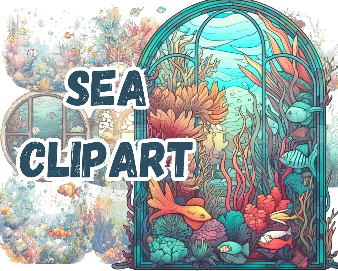 Watercolor Sea Life Clipart Bundle Ocean Clipart PNG Instant - Etsy