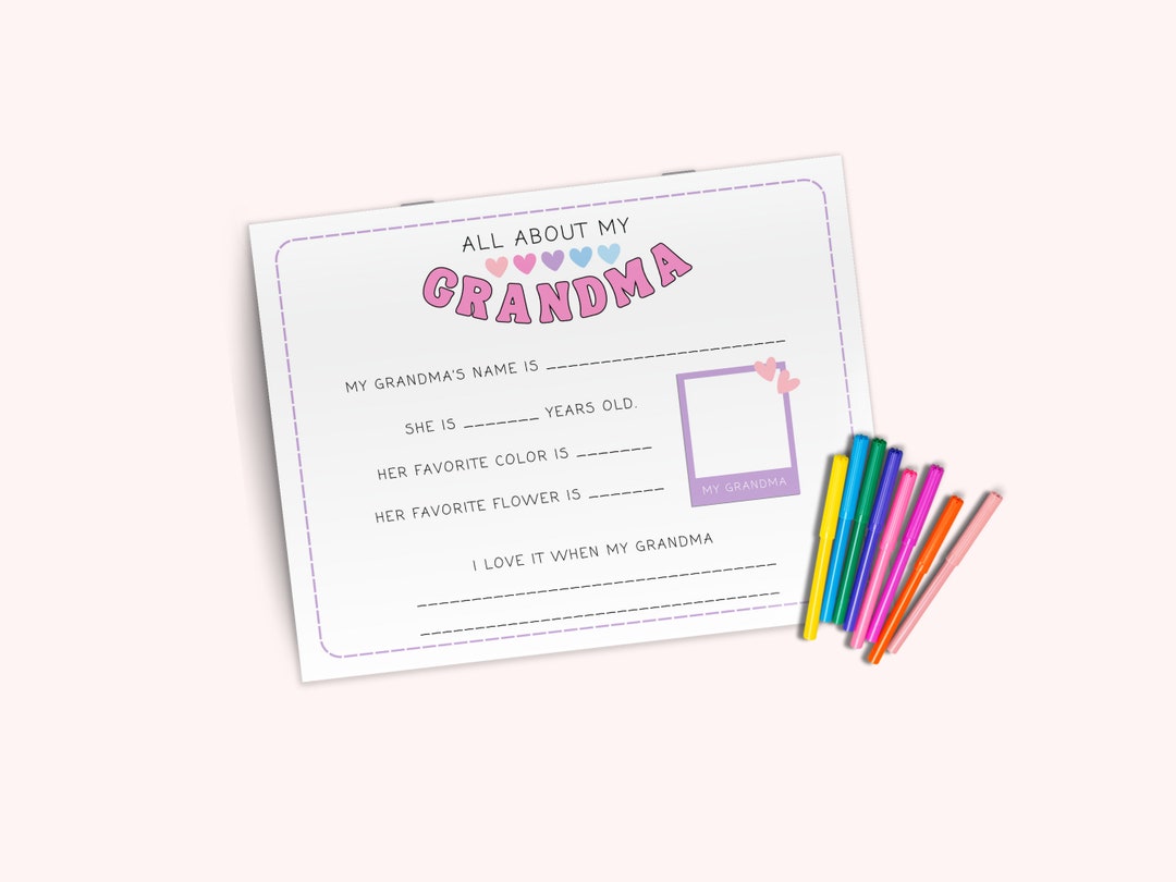 All About My Grandma | Mother's Day Printable | Grandma Gift | Mother's ...