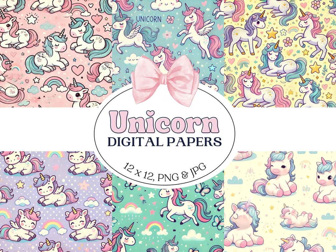 Unicorn Digital Paper | Unicorn Scrapbook Papers | Unicorn Pattern ...