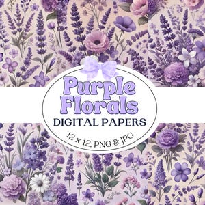 Hydrangea Digital Paper | Floral Digital Paper | Purple Flowers Digital ...
