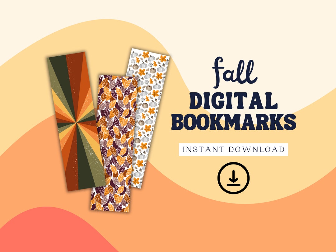 Fall Bookmarks | Pumpkin & Leaves, Set of 20 (digital Download) - Etsy