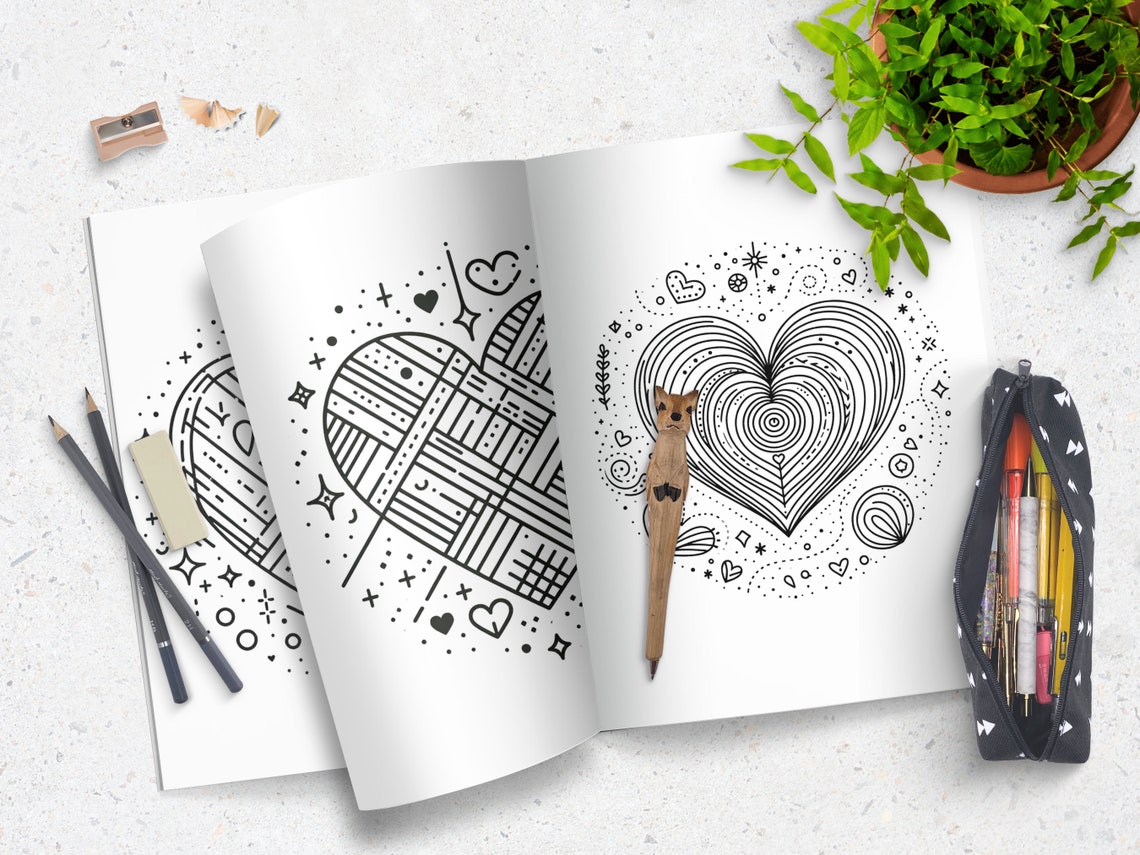 Minimalist Valentines Coloring Book | Printable Coloring Pages ...