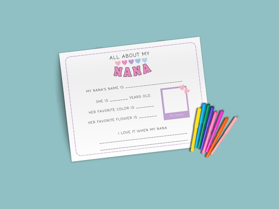 All About My Nana| Mother's Day Printable | Nan Gift | Mother's Day ...
