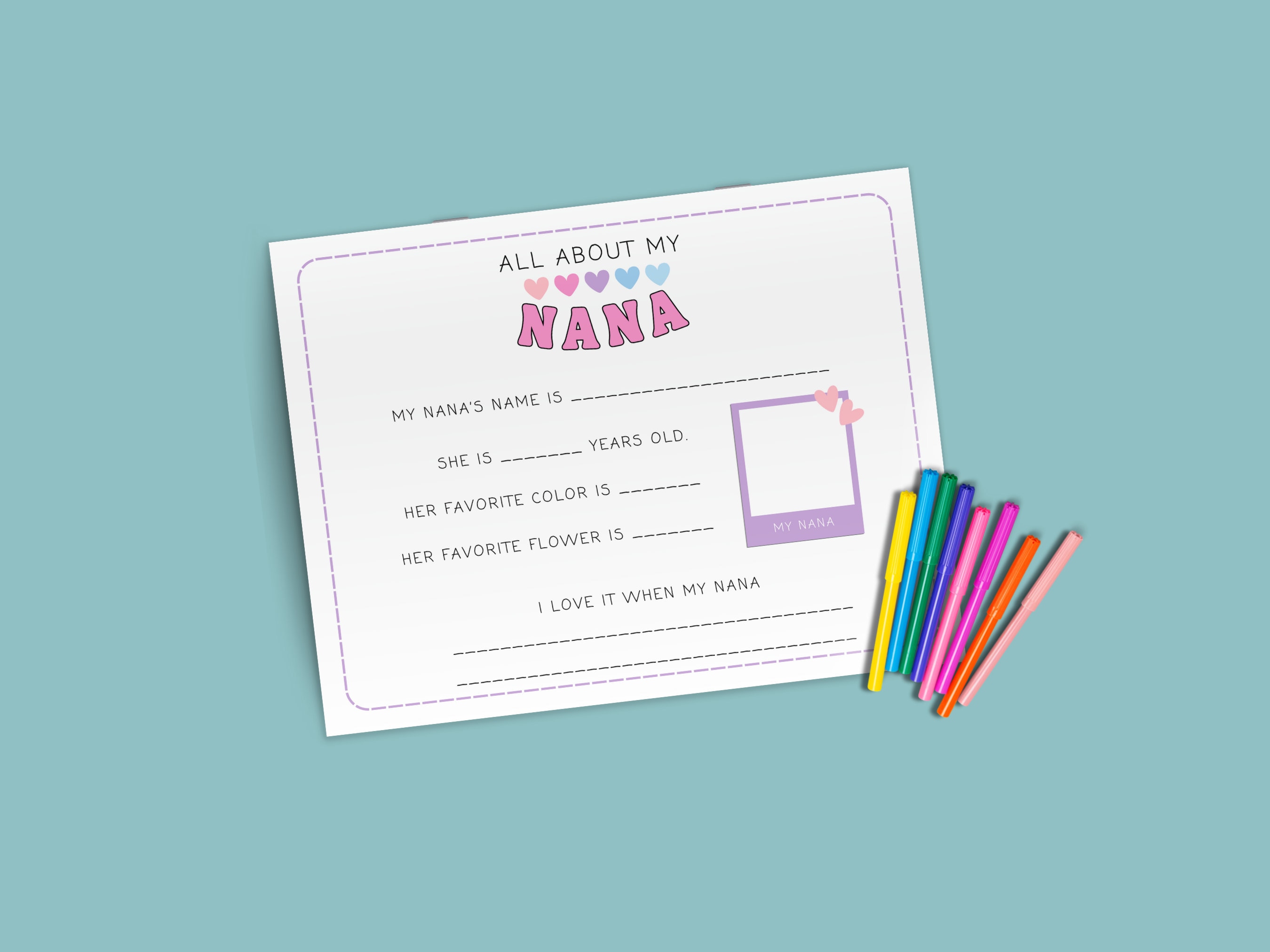 All About My Nana| Mother's Day Printable | Nan Gift | Mother's Day ...