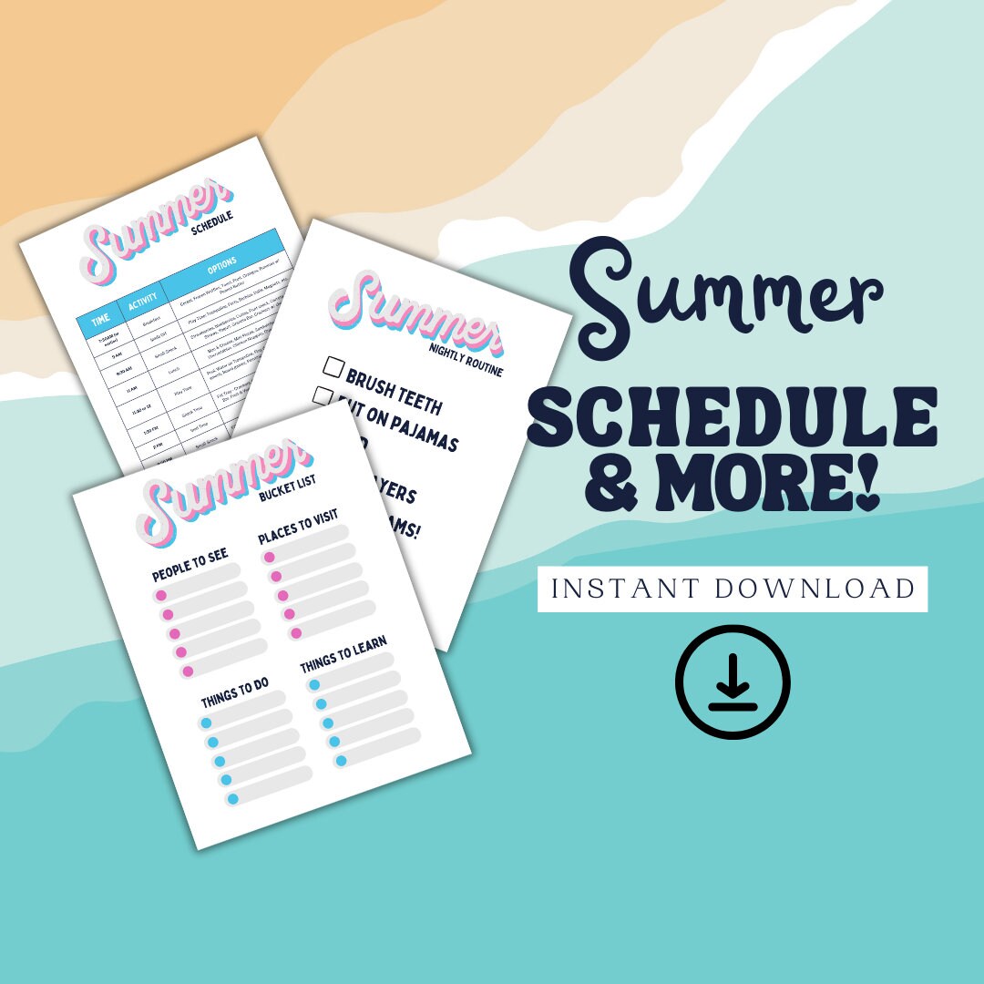 Editable Kids Summer Planner | Chore Chart, Bucket List (digital ...