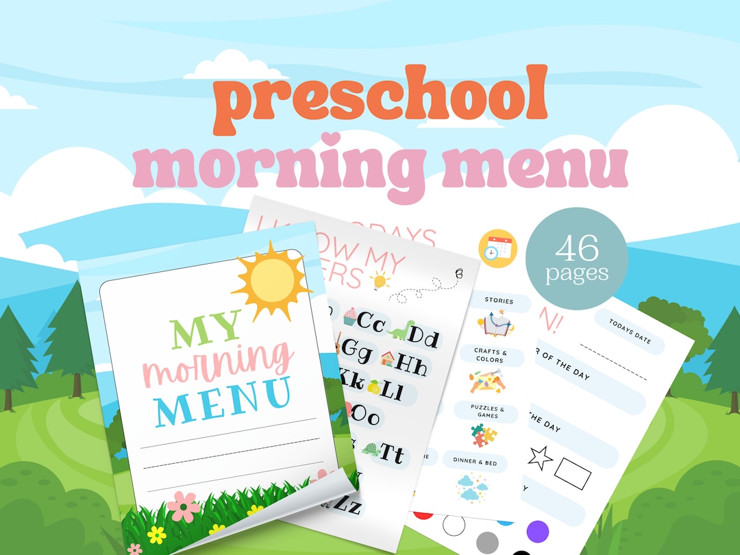 Preschool Morning Menu Printable Homeschool Preschool - Etsy
