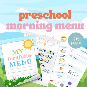 Preschool Morning Menu Printable | Homeschool Worksheets (PDF) - Etsy