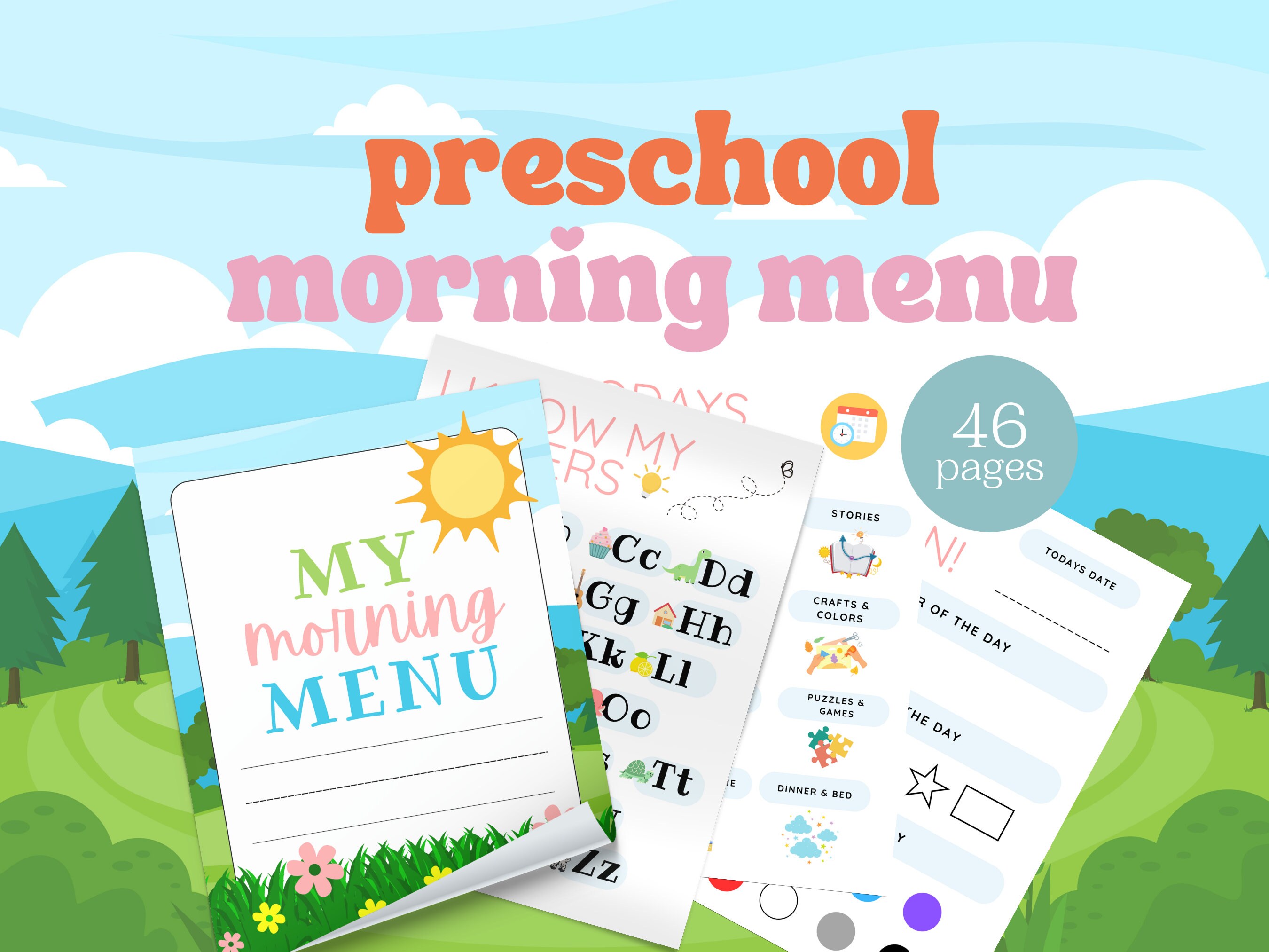 Preschool Morning Menu Printable Homeschool Preschool - Etsy