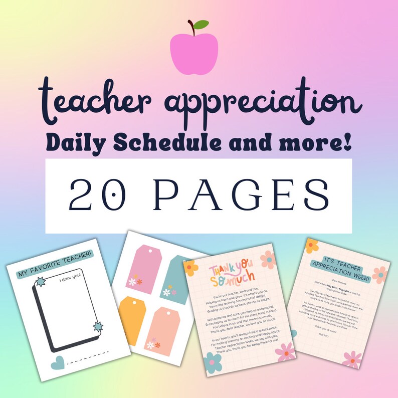Teacher Appreciation Week Printable Back to School Teacher Printable ...