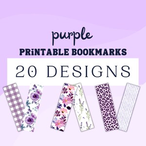 Purple Floral Bookmark Set | Kids Printable Bookmarks (digital Download ...