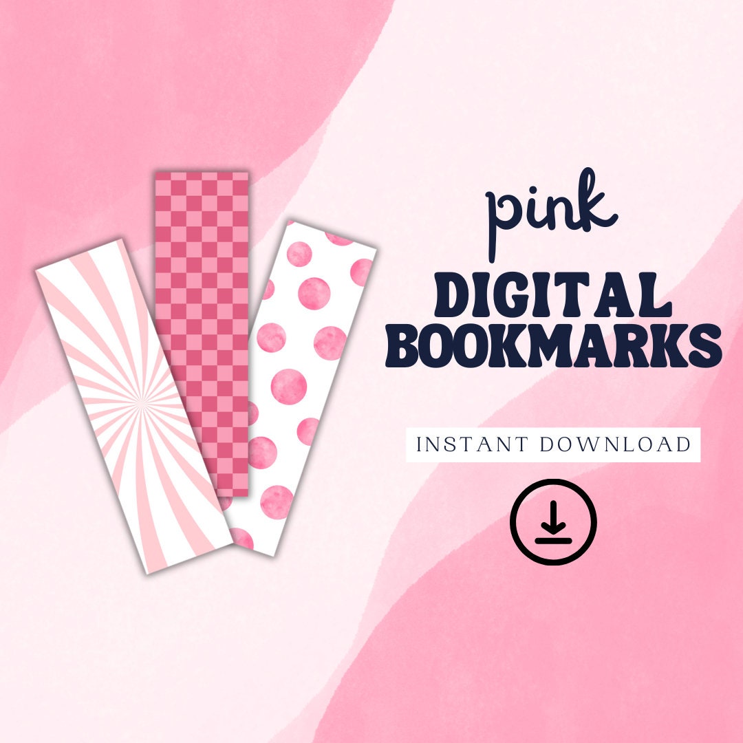 Pink Digital Bookmark | Bookmark Set | Pink Bookmark | Floral Bookmark ...