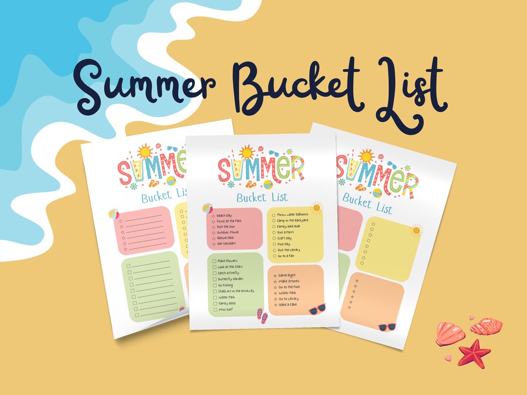 Summer Bucket List | Summer Checklist | Printable Summer Planner | Fun ...