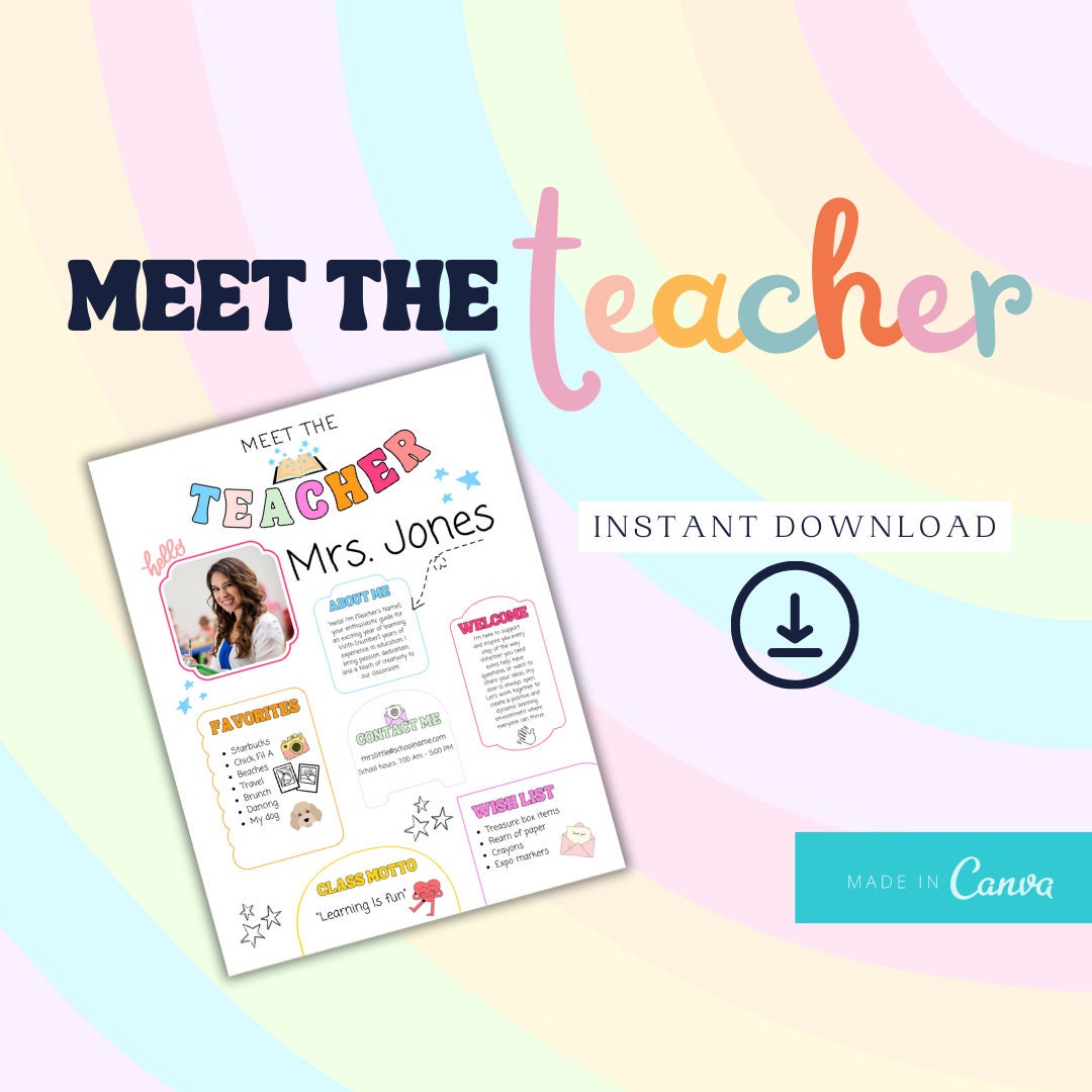 Meet the Teacher Template | Back to School | Teacher Printable ...