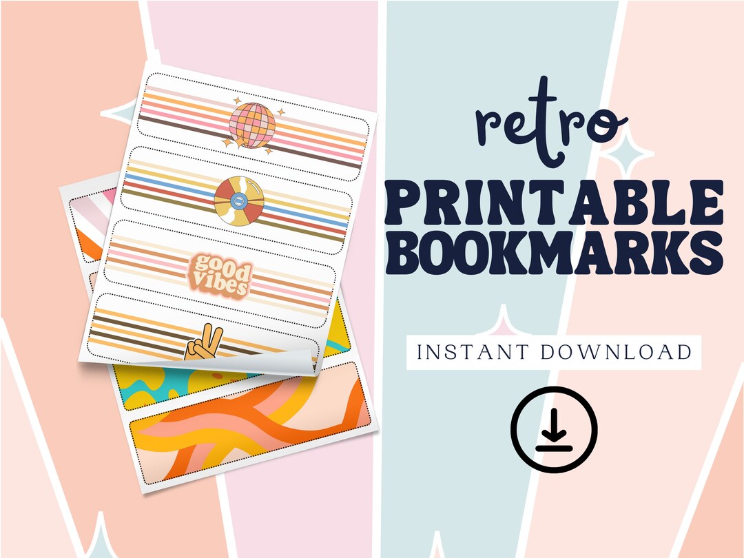 Retro Bookmark | Bookmark Set | Printable Bookmark | Digital Bookmark ...