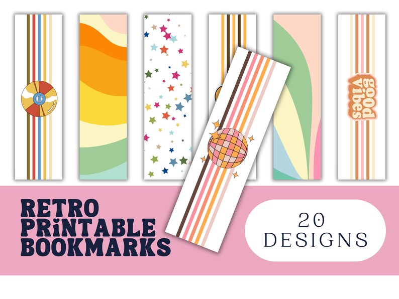 Retro Bookmark | Bookmark Set | Printable Bookmark | Digital Bookmark ...