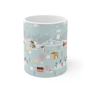 Snowy Winter Wonderland Coffee Mug - Adorable Town Scene - Winter Town ...