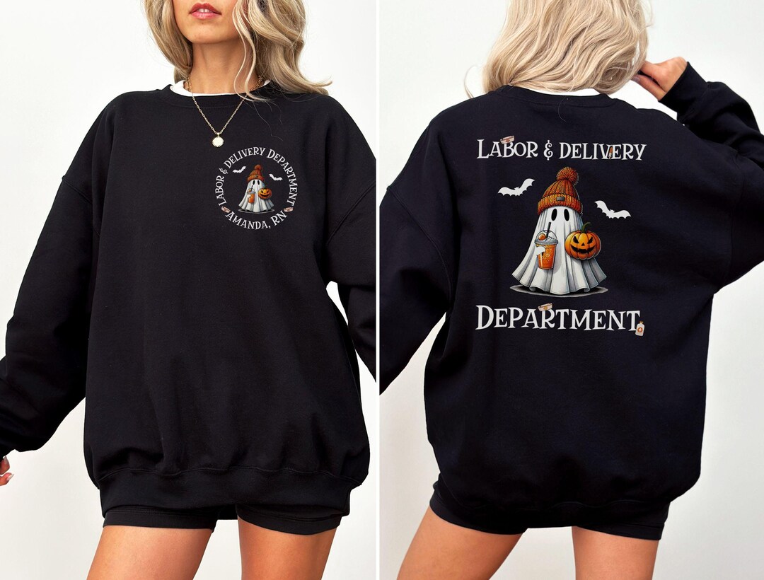 Custom Labor and Delivery Halloween Nurse Sweatshirt, L&D Skeleton Team ...