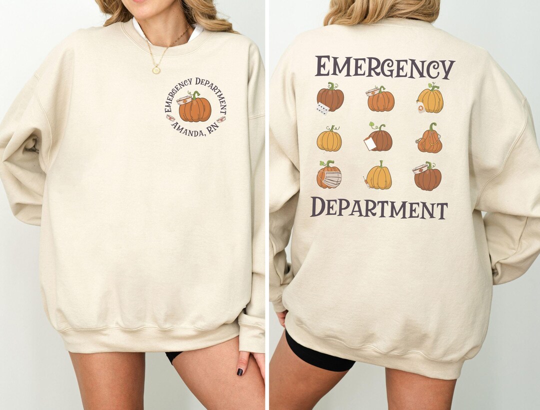 Custom ER Nurse Thanksgiving Sweatshirt, Fall Emergency Department Team ...