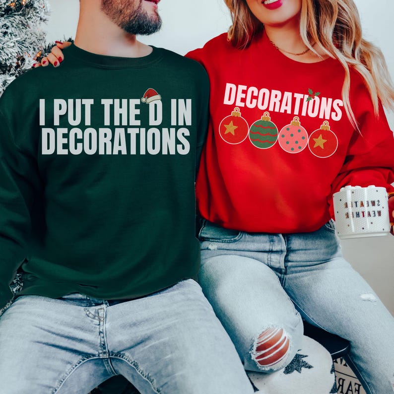 Couples Christmas Sweatshirt, Matching Inappropriate Couples PJ Tshirt ...