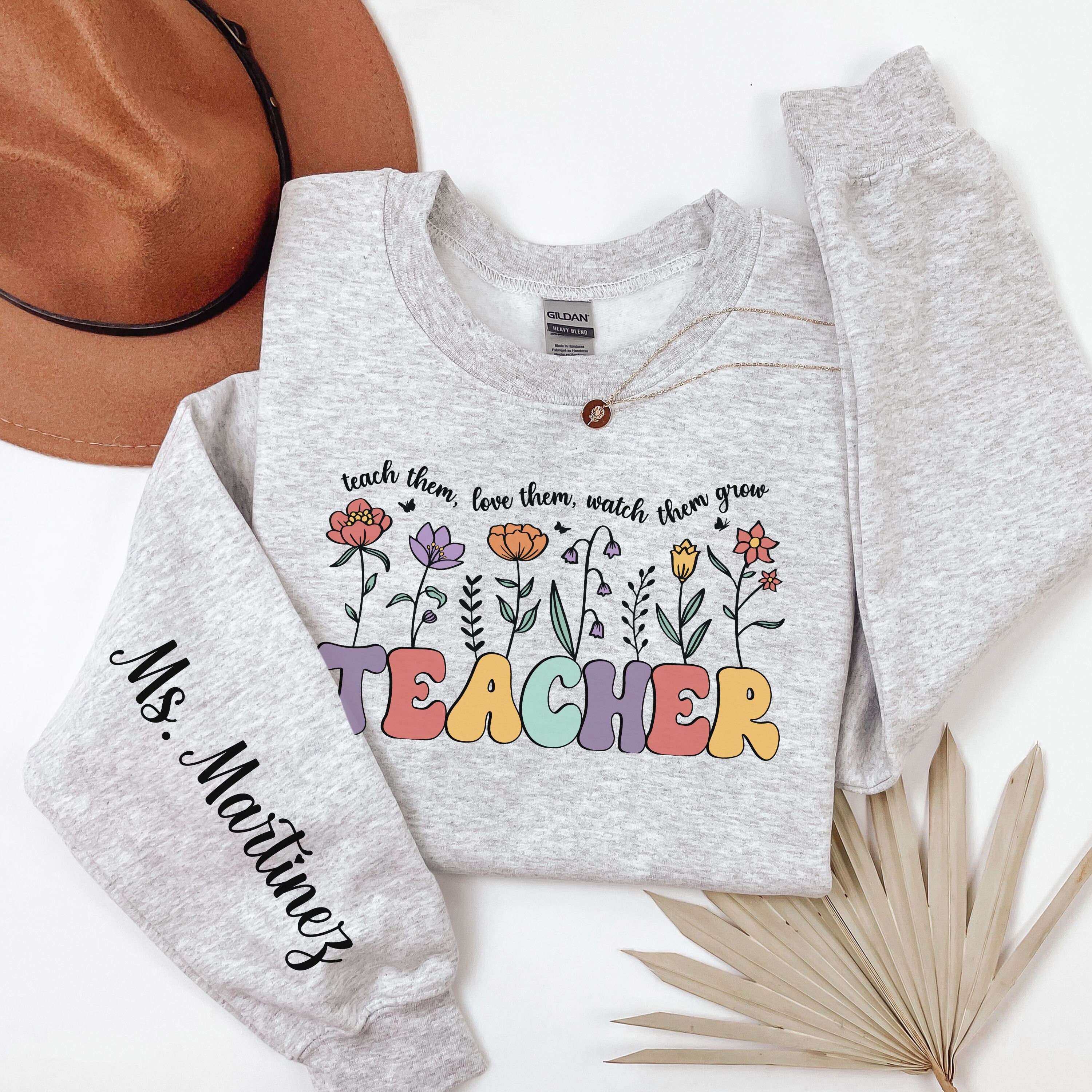 Personalized Teacher Sweatshirt, Retro Teacher Sweater, Custom Name on ...