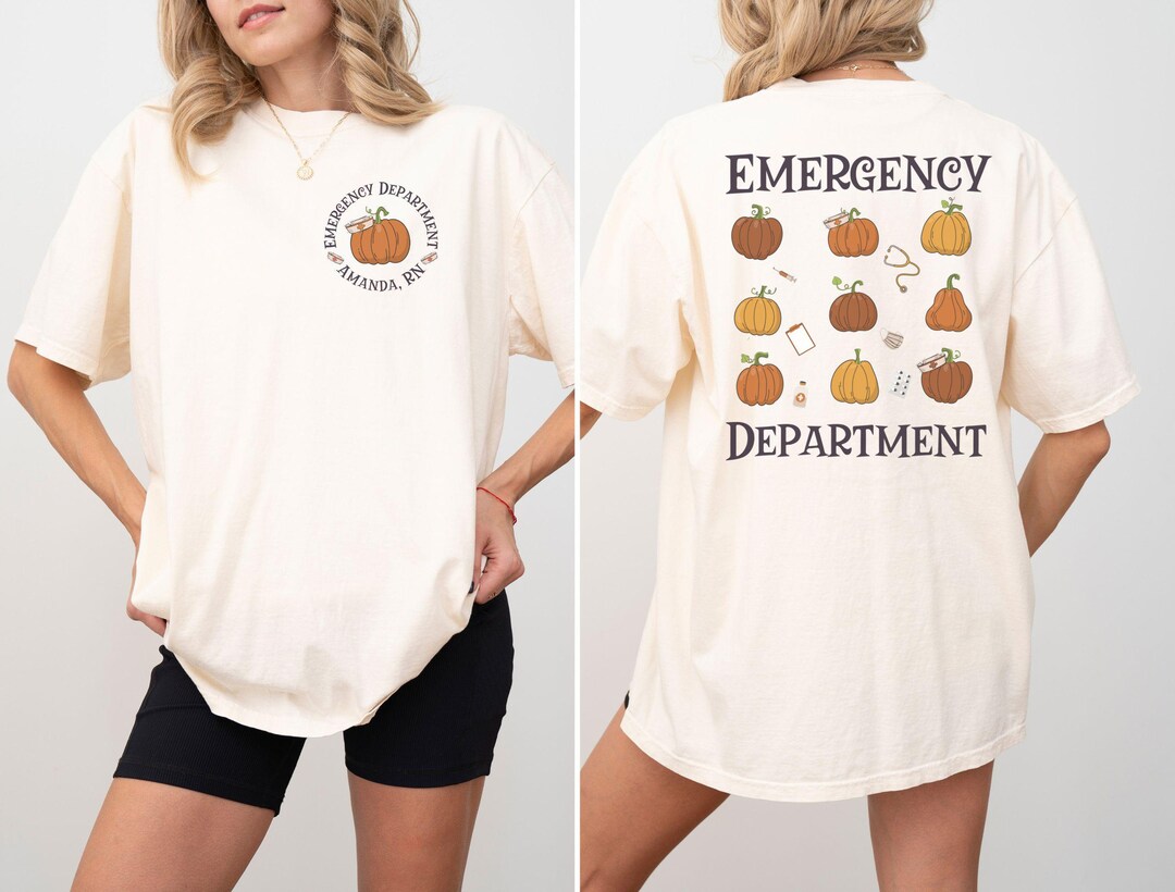 Custom ER Nurse Fall Shirt Comfort Colors® Emergency Department Team ...