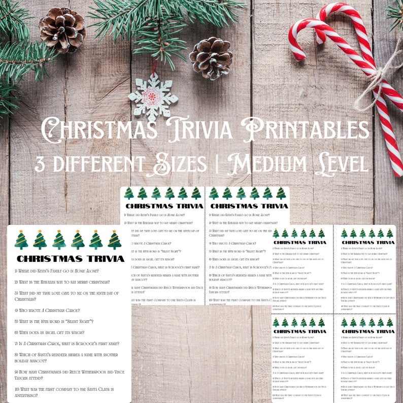 Christmas Trivia Printable | Medium Level | Ready to Print| Answer Key ...