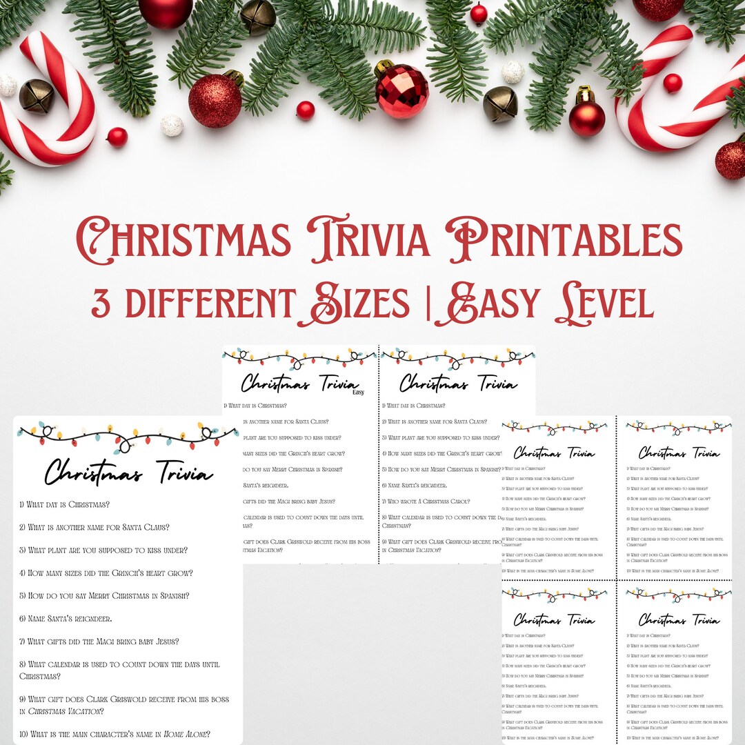 Christmas Trivia Printable | Easy Level | Ready to Print| Answer Key ...