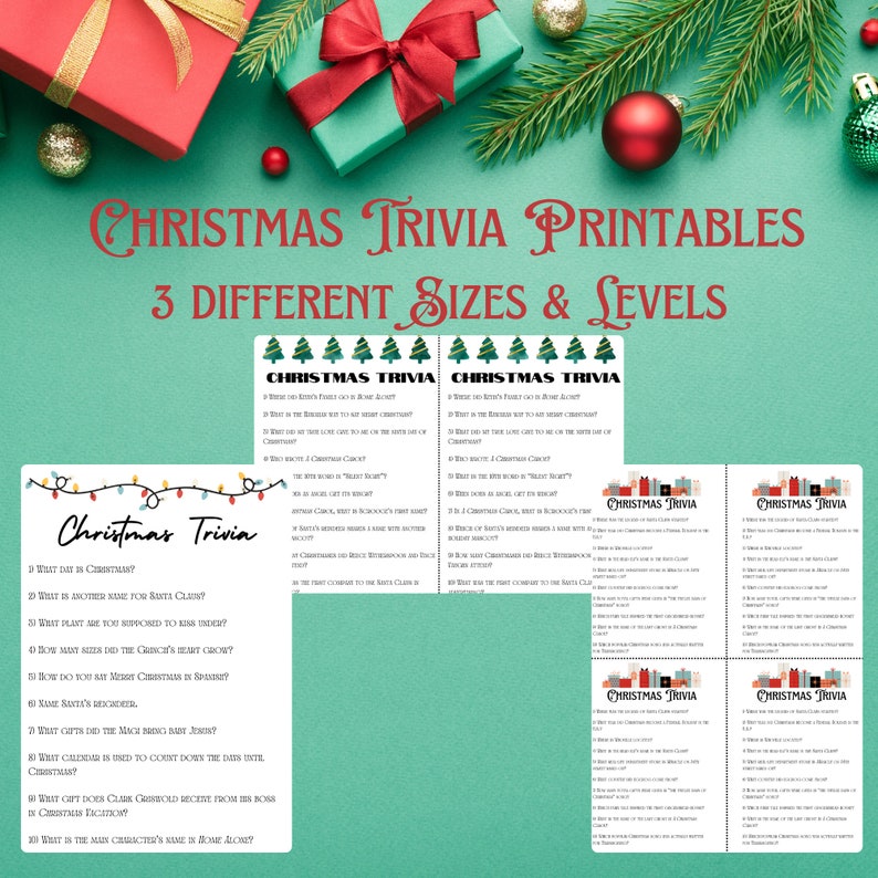 Christmas Trivia Game | Printable Holiday Activity (PDF) - Etsy