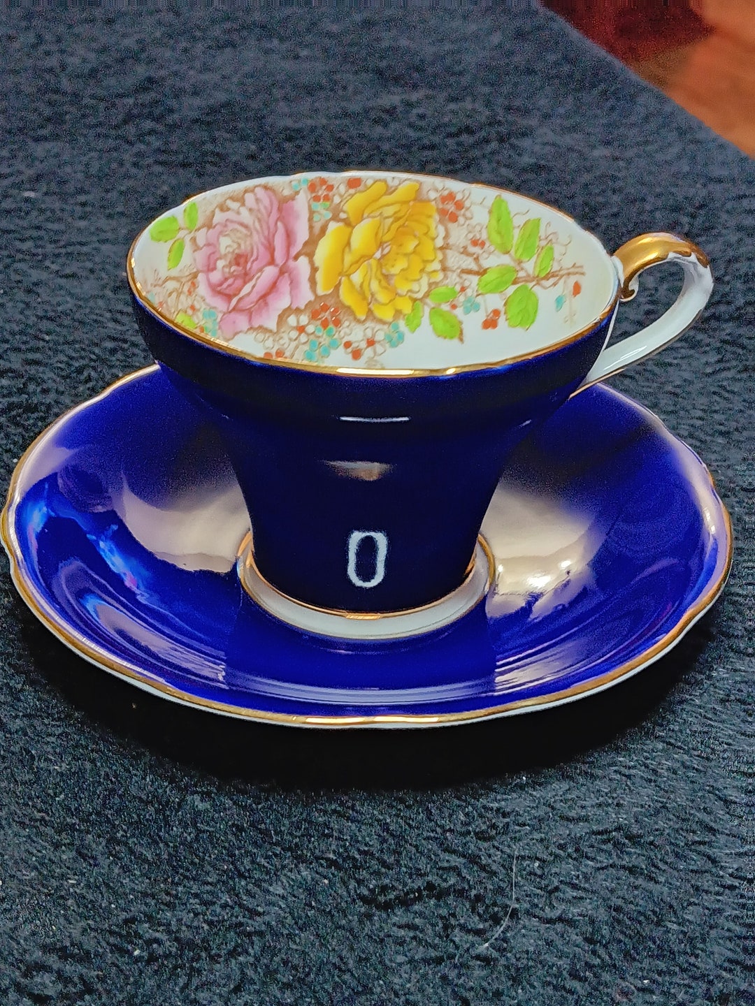 Aynsley Yellow and Pink Roses Bone China 4846 Ceramic Tea Cup & Saucer ...