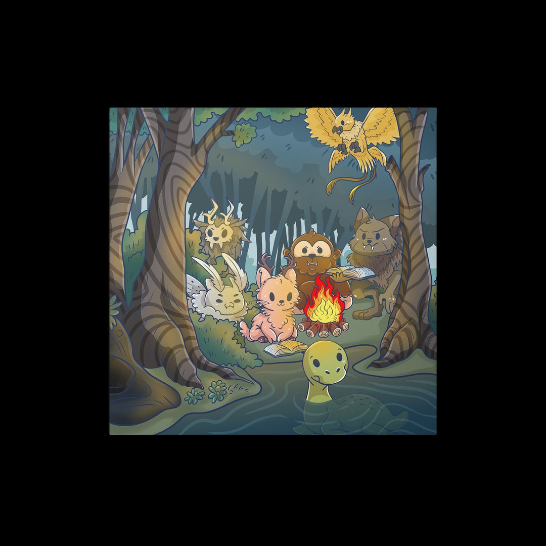 Adorable Cryptids - Cryptid Camping 12"x12" Metal Prints - Mothman | Jackalope | Bigfoot ...