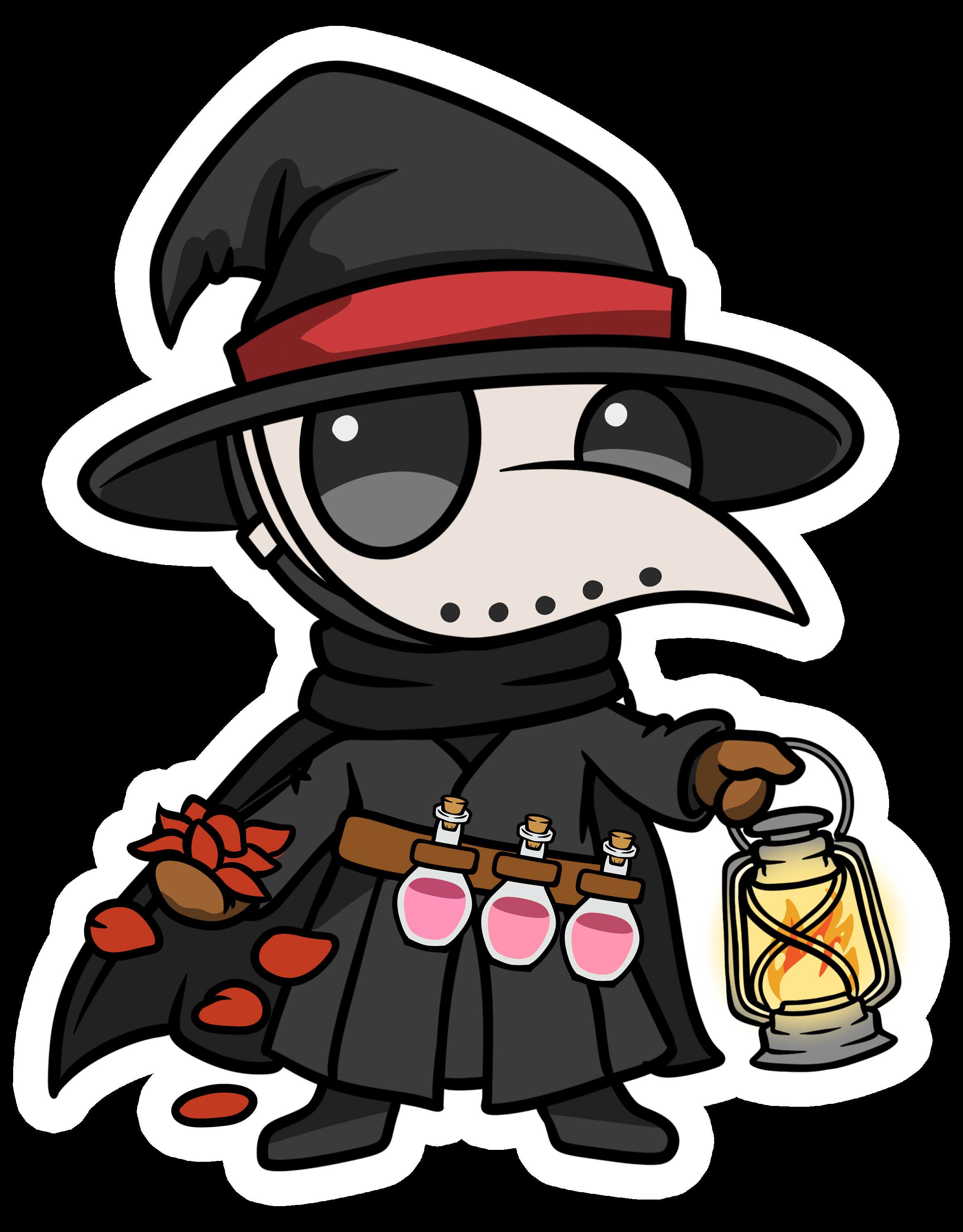 Adorable Plague Doctor Matte Holographic Glossy 2.5 Stickers Water ...