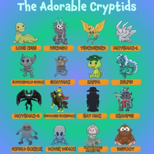 31 Adorable Cryptid Matte Vinyl Variety Sticker Collection ...