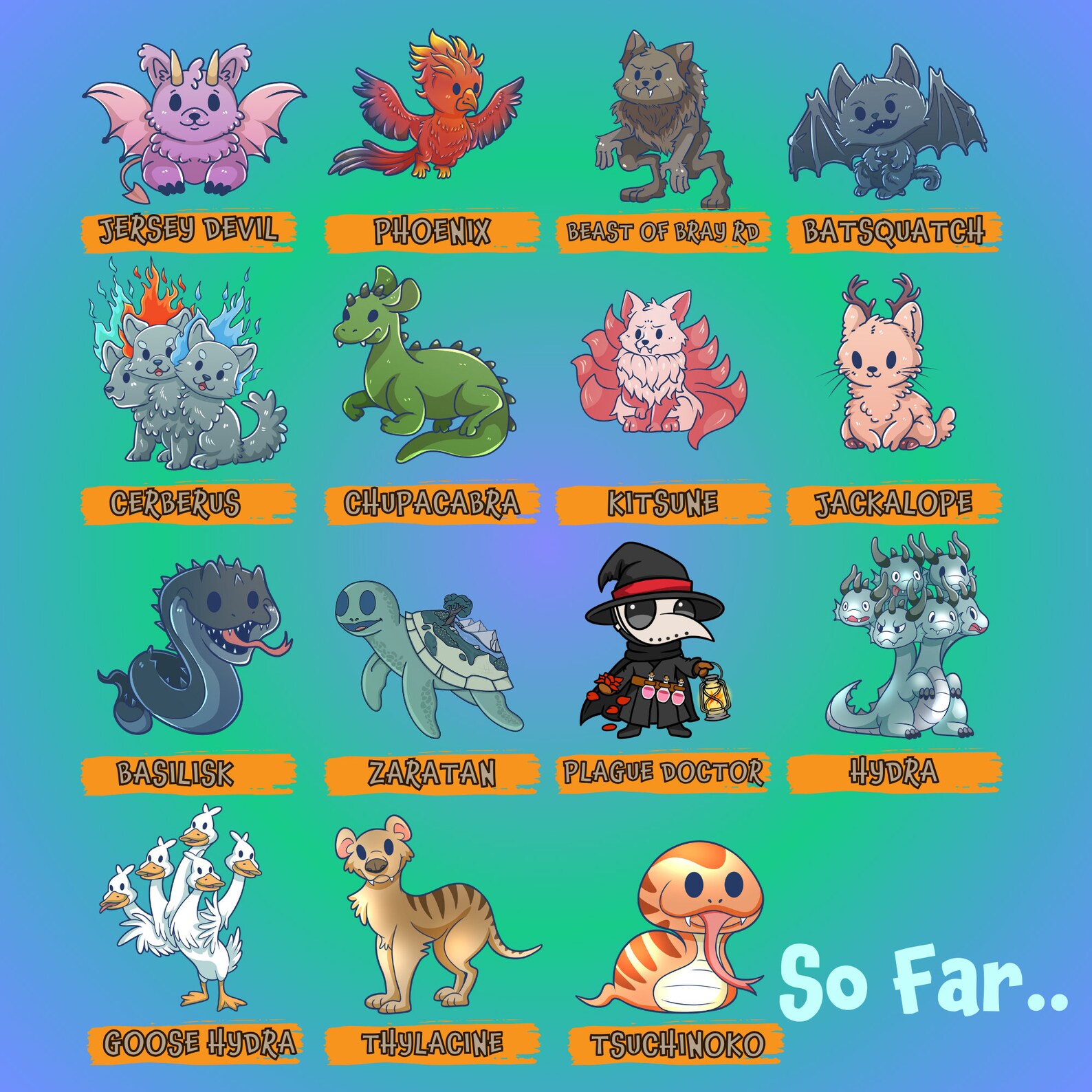 31 Adorable Cryptid Matte Vinyl Variety Sticker Collection ...