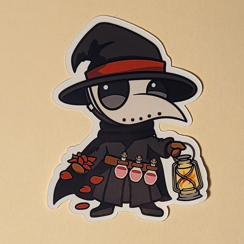 Adorable Plague Doctor Matte Holographic Glossy 2.5 Stickers Water ...