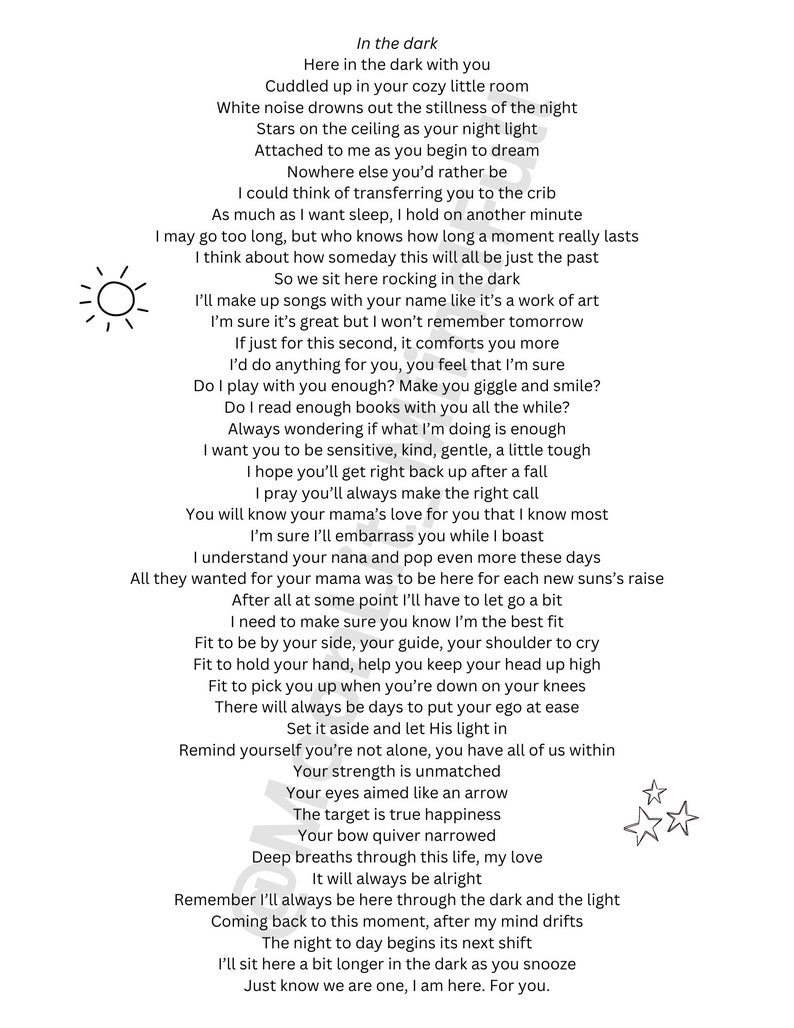 Baby Nursery Poem "in the Dark" - Etsy