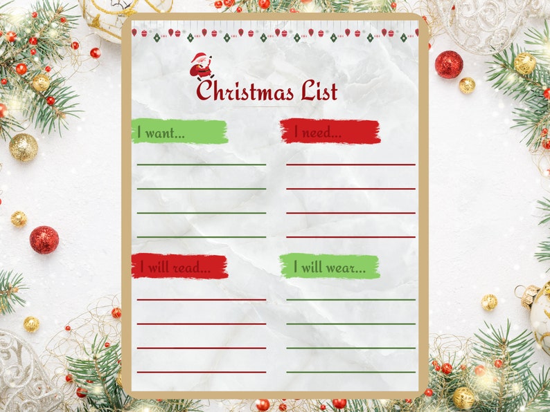 Plantilla de lista de Navidad para niños, PDF descargable e imprimible ...